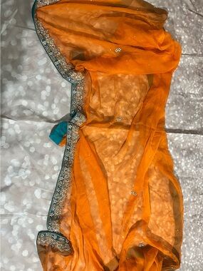 Dresses | Embellished Orange Traditional Anarkali Dress | Poshmark